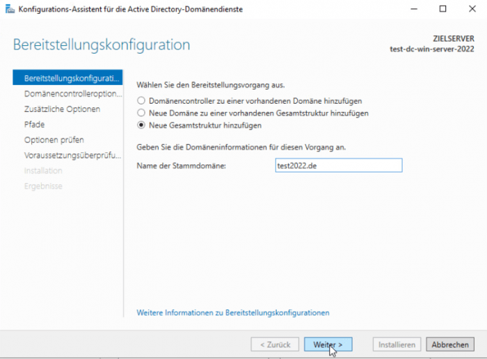 Windows Server 2022 - Domain Controller installieren