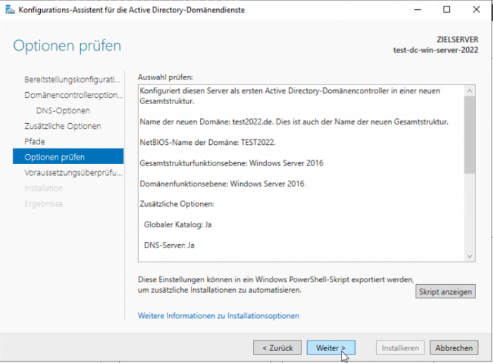 Windows Server 2022 - Domain Controller installieren