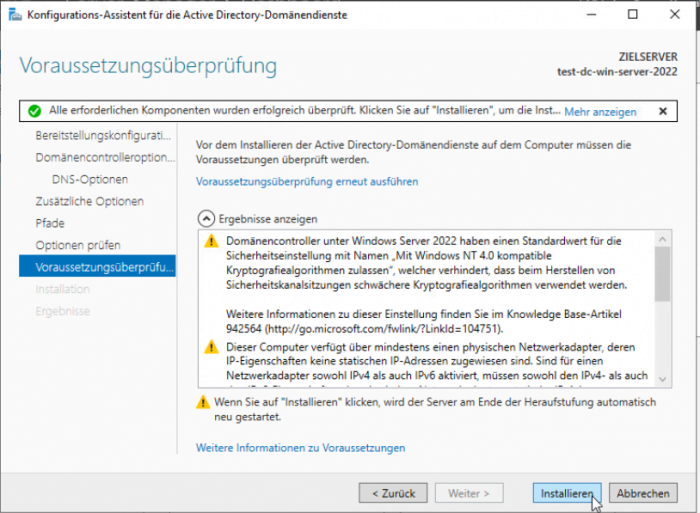 Windows Server 2022 - Domain Controller installieren